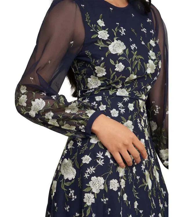 Hobbs London Lois Embroidered Dress In Midnight Yellow - 45% Off